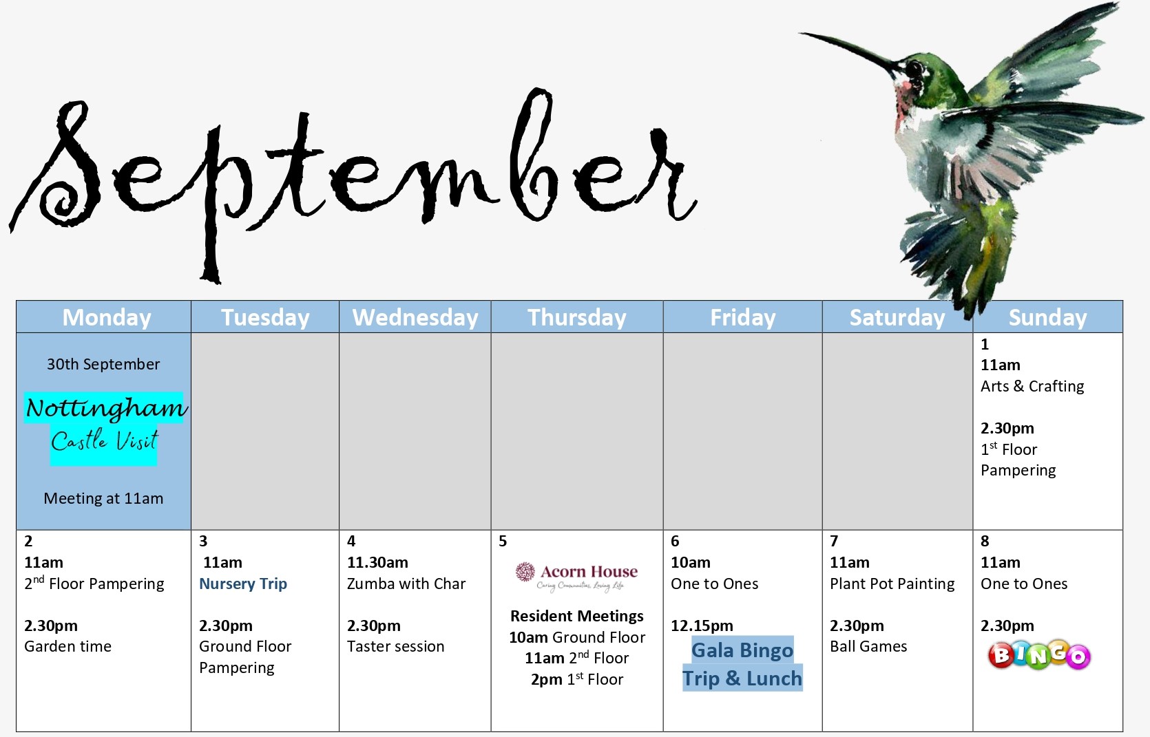 Activities in September